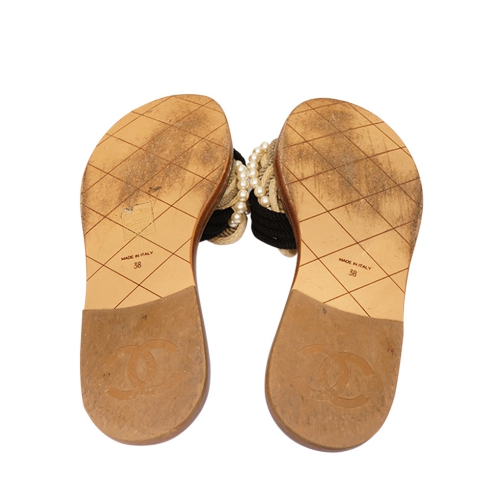 Chanel 2017 Faux Pearl Accents Slides Pearl Braid Sli… - Gem